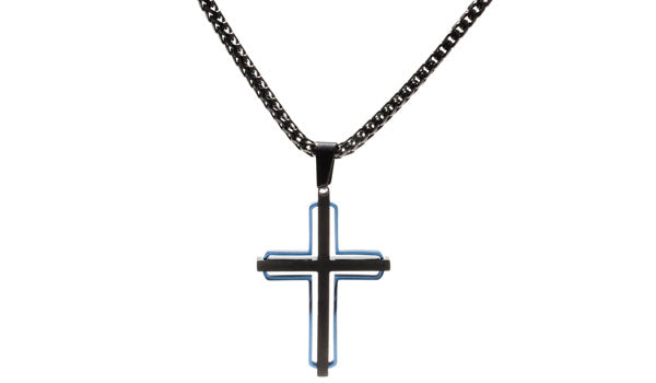 Black & Blue Cross Pendant Necklace | PlayHardLookDope