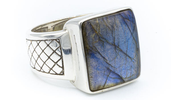 Men's Sterling Silver Labradorite Signet Ring | PlayHardLookDope
