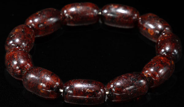 Red Oval-Shaped Baltic Amber Bracelet | PlayHardLookDope